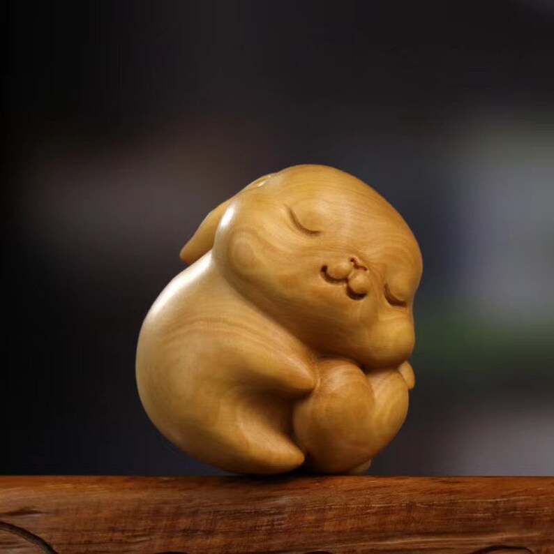 Hand Carved Wood Rabbit With Heart Handmade Rabbit Wood - Etsy