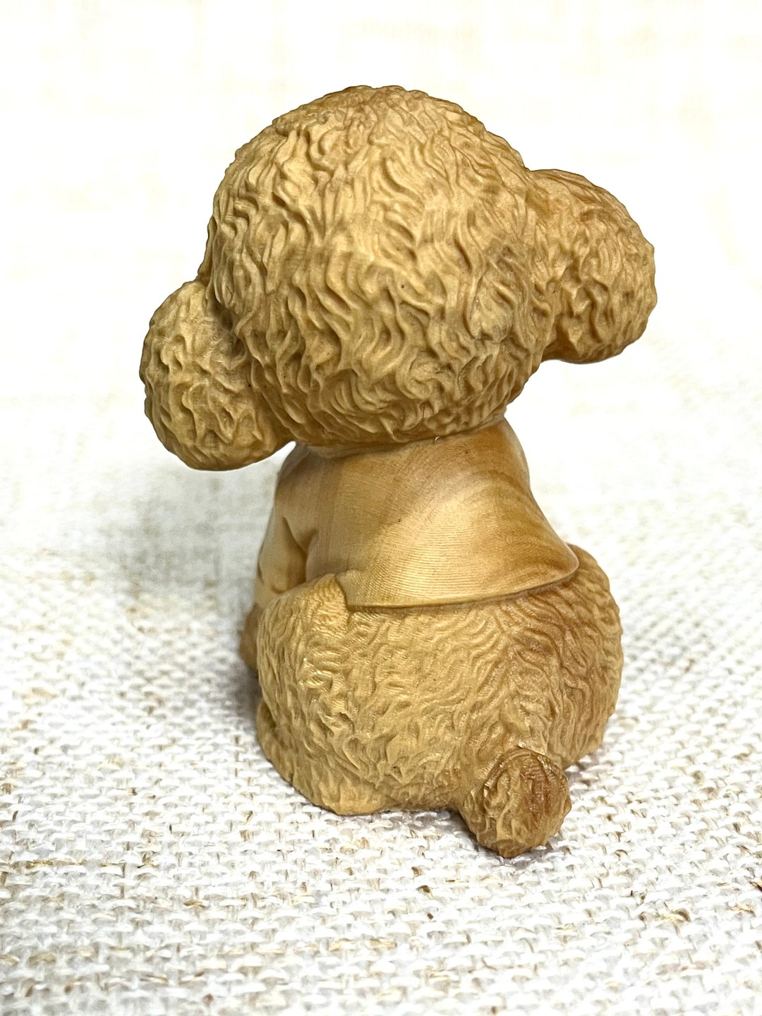 WOOD DOG CARVING Dog Animal Miniature Solid Wooden Dog Statue Dog ...