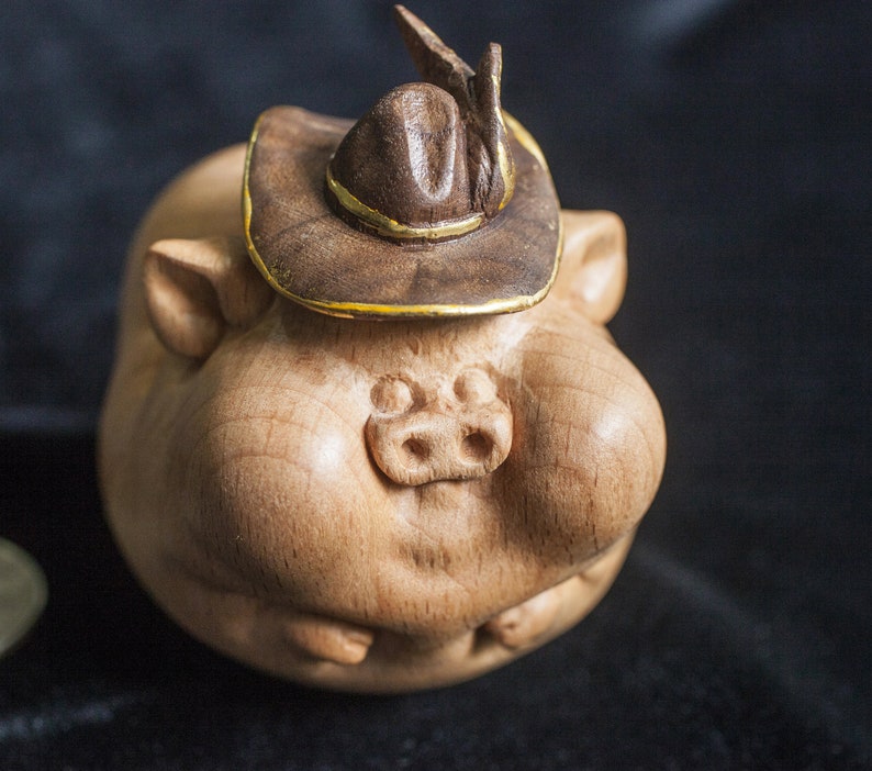 WOOD PIG CARVING Pig Animal Miniature Solid Wooden Pig - Etsy