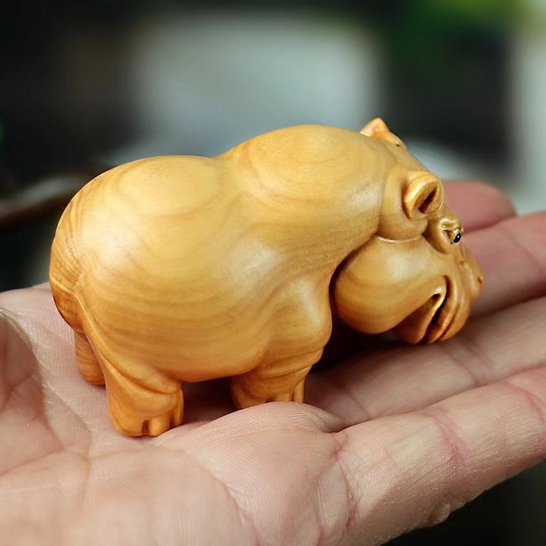 WOOD HIPPO CARVING Hippo Animal Miniature Solid Wooden Hippo - Etsy