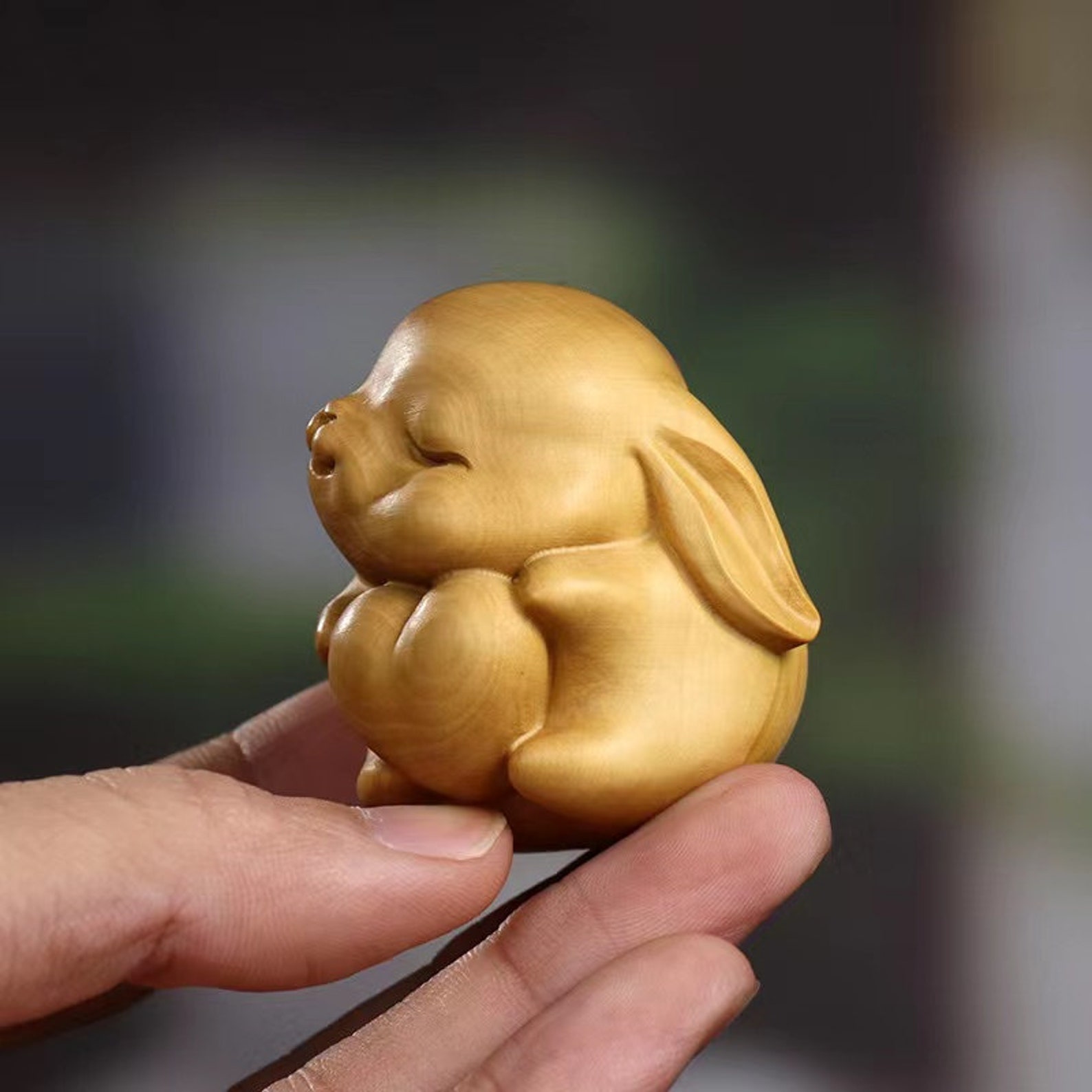 Hand Carved Wood Rabbit With Heart Handmade Rabbit Wood - Etsy