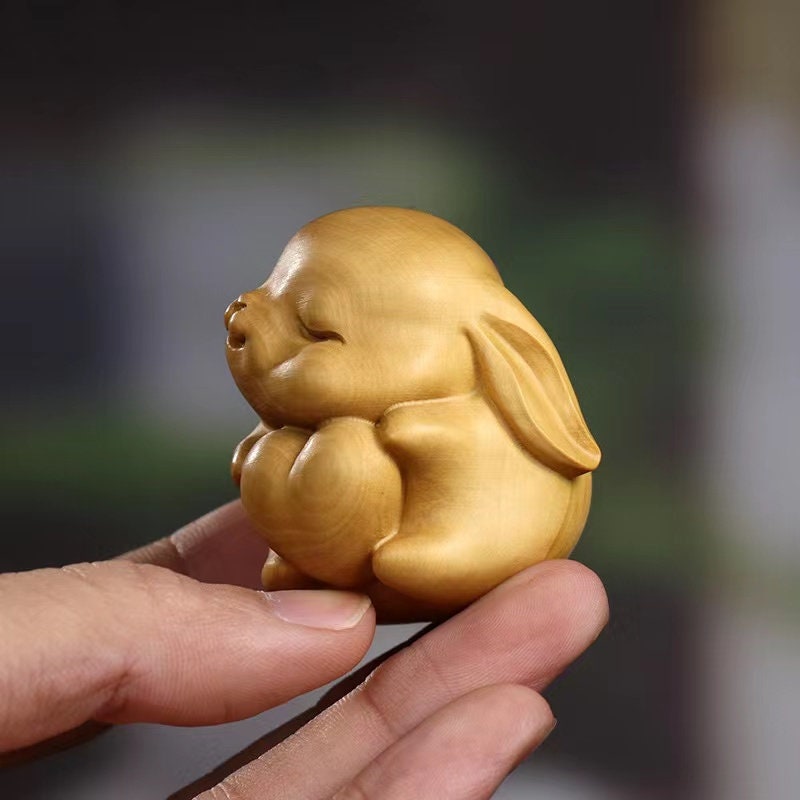 Hand Carved Wood Rabbit With Heart Handmade Rabbit Wood - Etsy