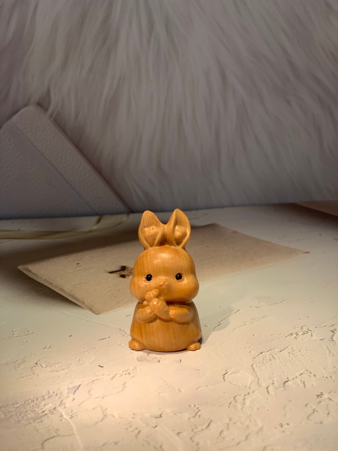 WOOD RABBIT CARVING Rabbit Wood Miniature Solid Wooden Rabbit Statue ...