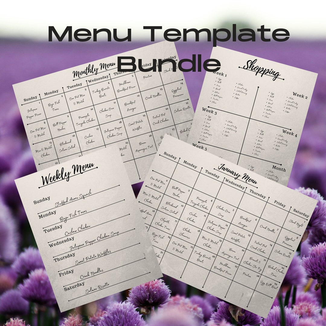 Menu Template Bundle - Etsy
