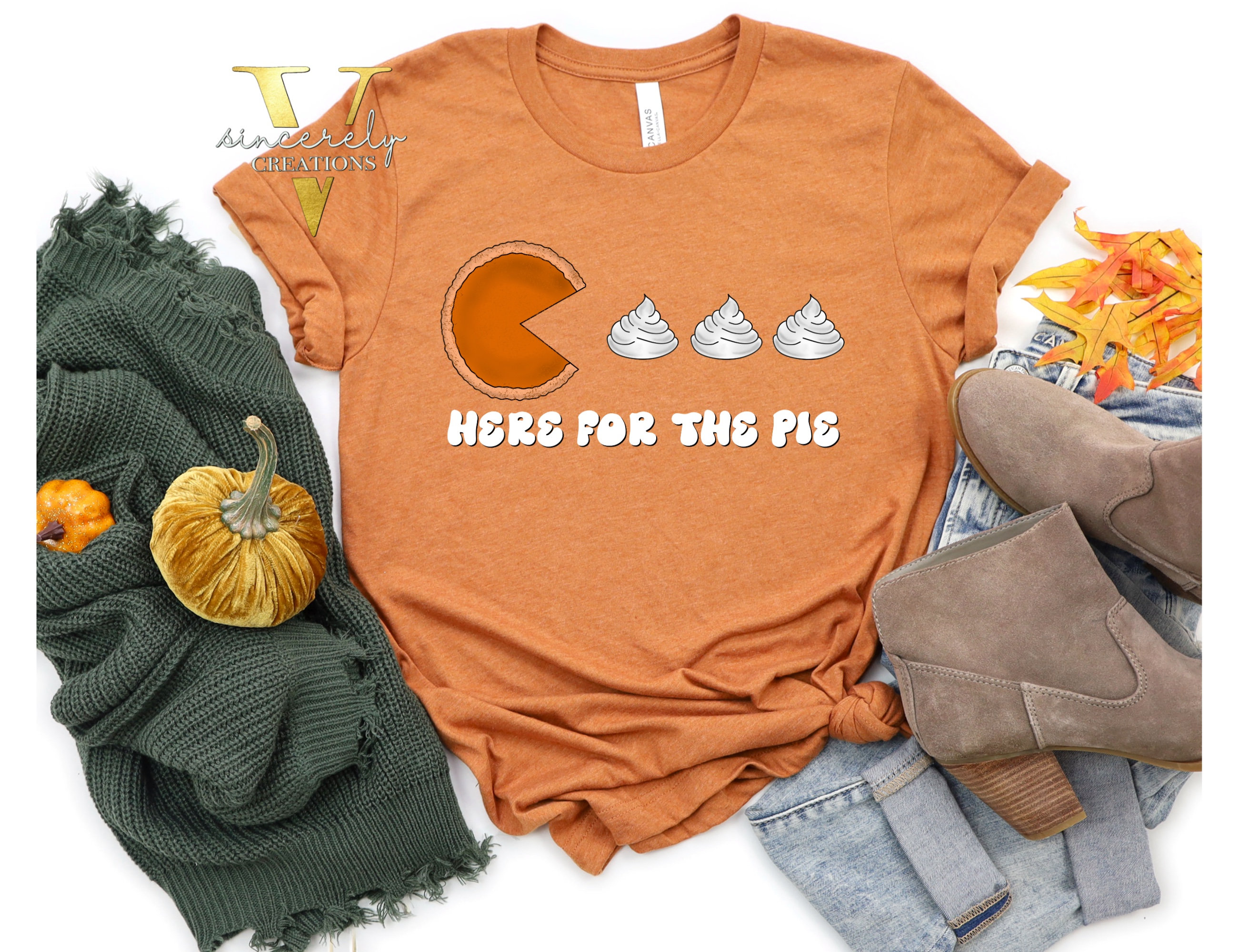 Pumpkin Pie Pac-man “here for the Pie” Shirt PNG Thanksgivings & Fall ...