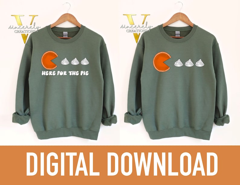 Pumpkin Pie Pac-man “here for the Pie” Shirt PNG Thanksgivings & Fall ...