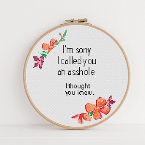 Sorry Cross Stitch Pattern 1052, Cross Stitch PDF, Modern Stitch Design ...