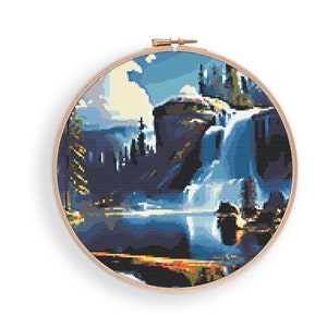 Waterfall Cross Stitch Pattern #1062, Cross Stitch PDF, Counted Cross ...