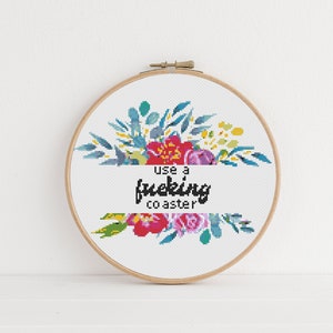 Coaster Cross Stitch Pattern #201, Cross Stitch PDF, Modern Stitch ...