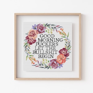 Good Morning Cross Stitch Pattern #1479, Cross Stitch PDF, Modern ...