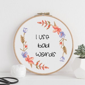 Bad Words Cross Stitch Pattern #438, Cross Stitch PDF, Modern Stitch ...