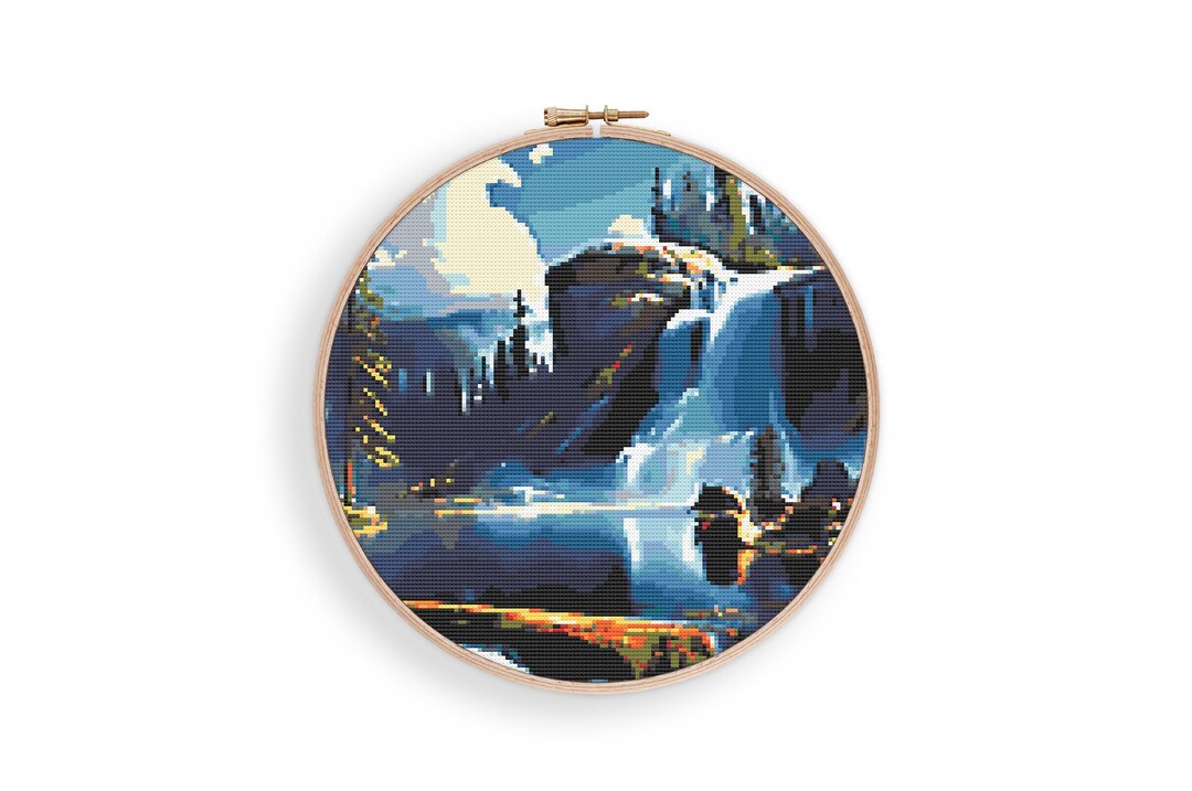 Waterfall Cross Stitch Pattern #1062, Cross Stitch PDF, Counted Cross ...