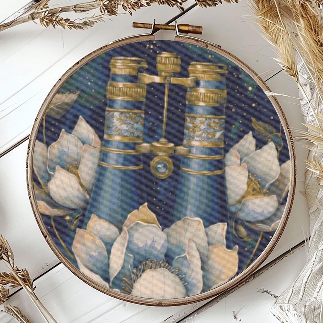 Blue Binoculars Cross Stitch Pattern, Instant Download PDF, Nature ...