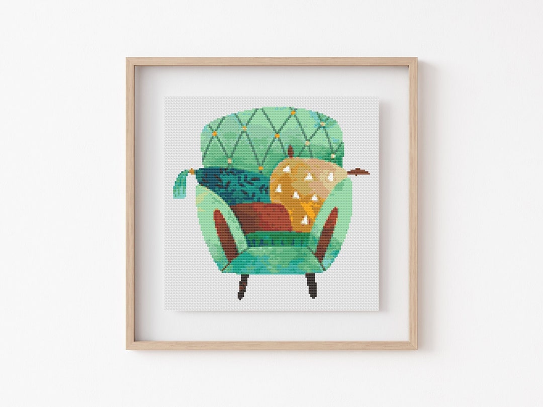 Chair Cross Stitch Pattern, Instant Download PDF, Nursery Decor, Modern ...