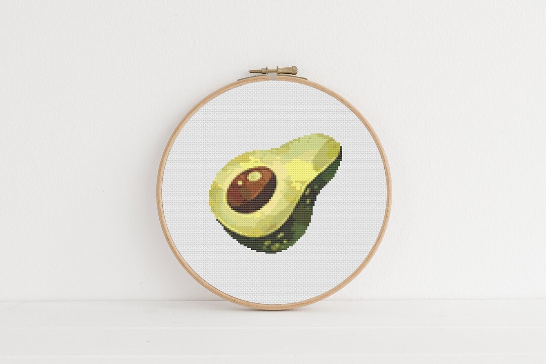 Avocado Cross Stitch Pattern, Instant Download PDF, Food Housewarming ...