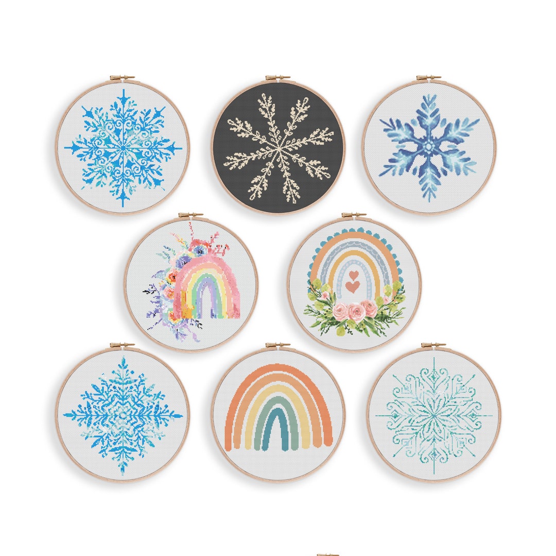 Boho Cross Stitch Pattern, Instant Download PDF Pattern, Set of 8 ...