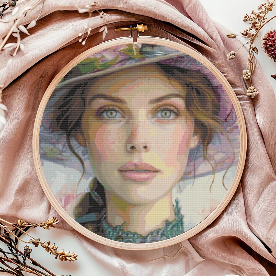Pretty Lady Cross Stitch Pattern, Instant Download PDF, Fantasy Counted ...