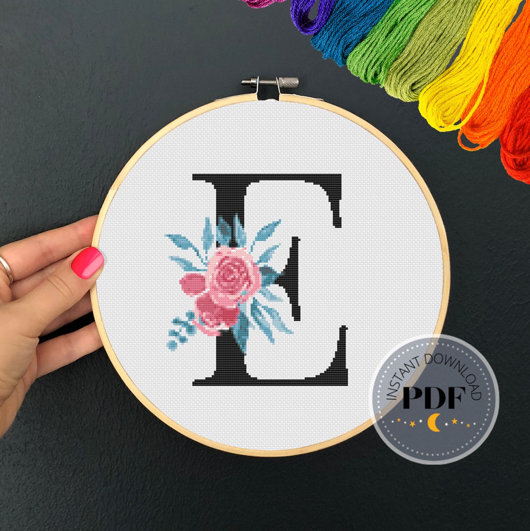 Letter E X Stitch, Instant Download PDF, Modern X Stitch Pattern ...