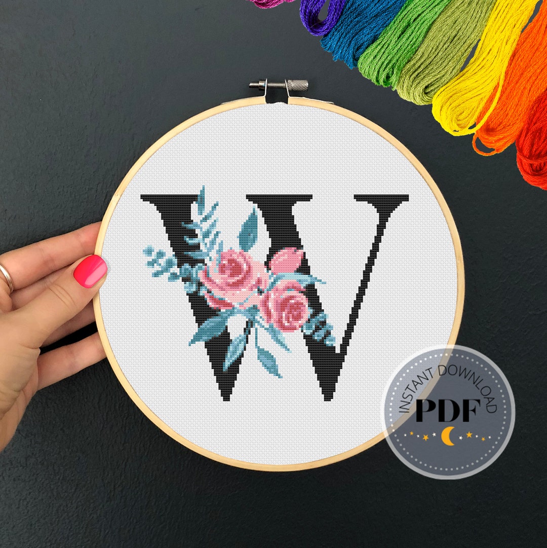 Letter W Pattern, Instant Download PDF, Modern X Stitch Pattern ...