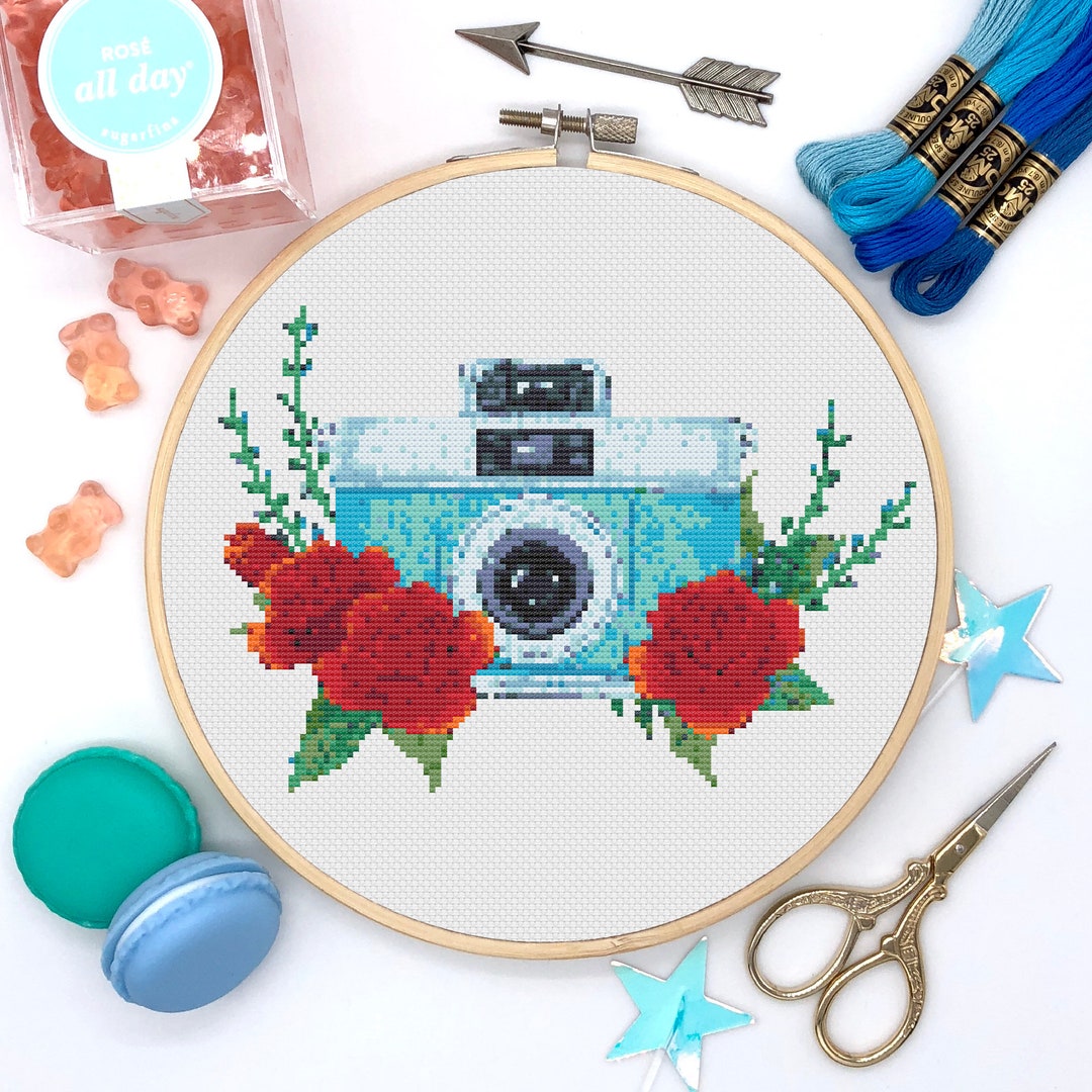 Camera Cross Stitch, Instant Download PDF Pattern, Counted Cross Stitch ...