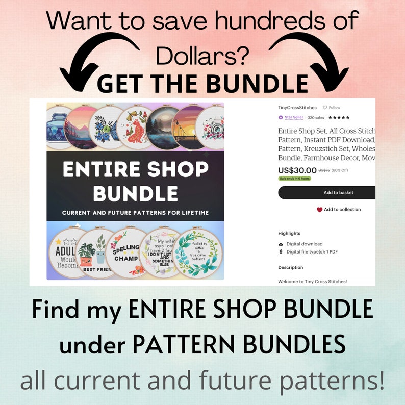 Deal Shop Bundle Quote Cross Stitch Pattern Instant Download - Etsy