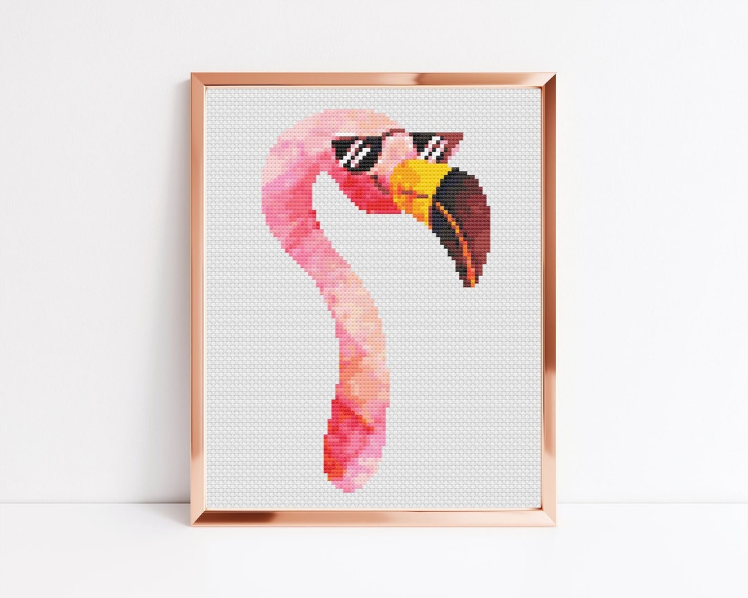 Flamingo Cross Stitch Pattern, Instant Download PDF, Boho Art Decor ...