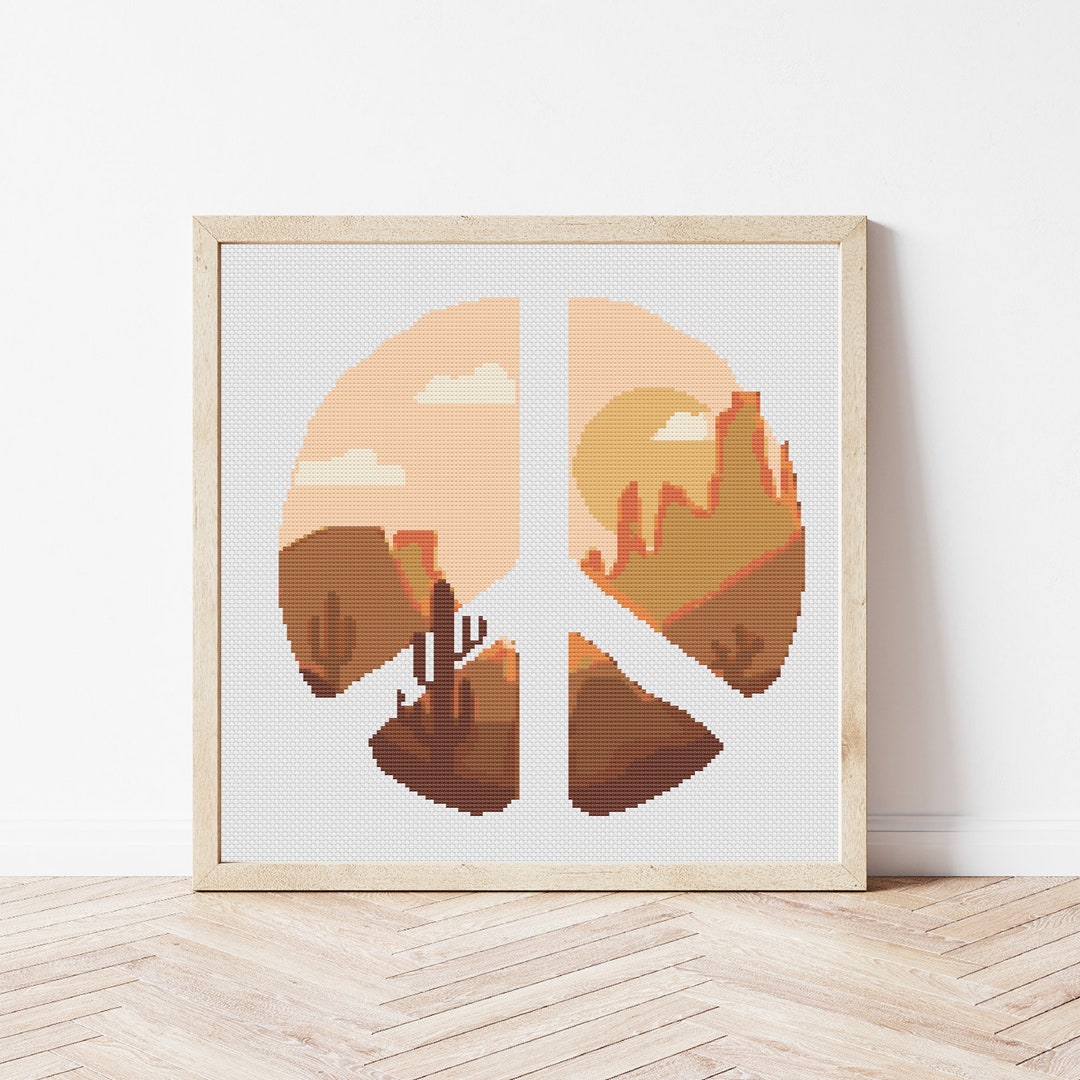 Desert Cross Stitch Pattern, Instant Download PDF, Cute Pattern, Boho ...