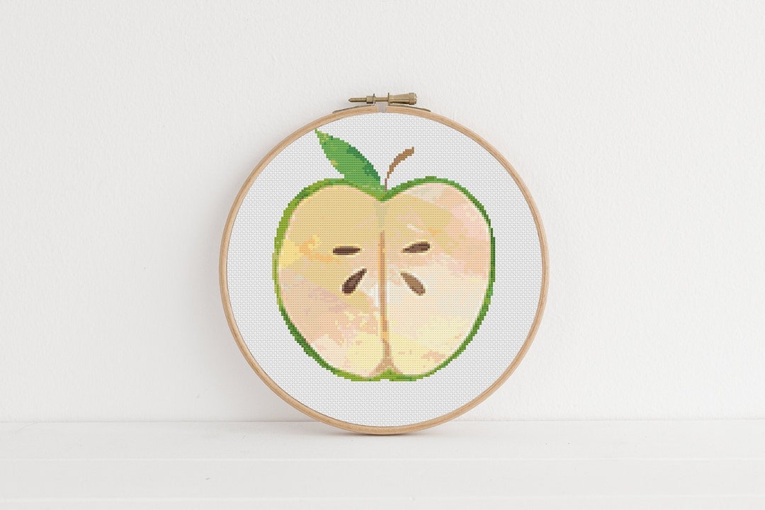 Apple Cross Stitch Pattern, Instant Download PDF, Nursery Decor, Modern ...