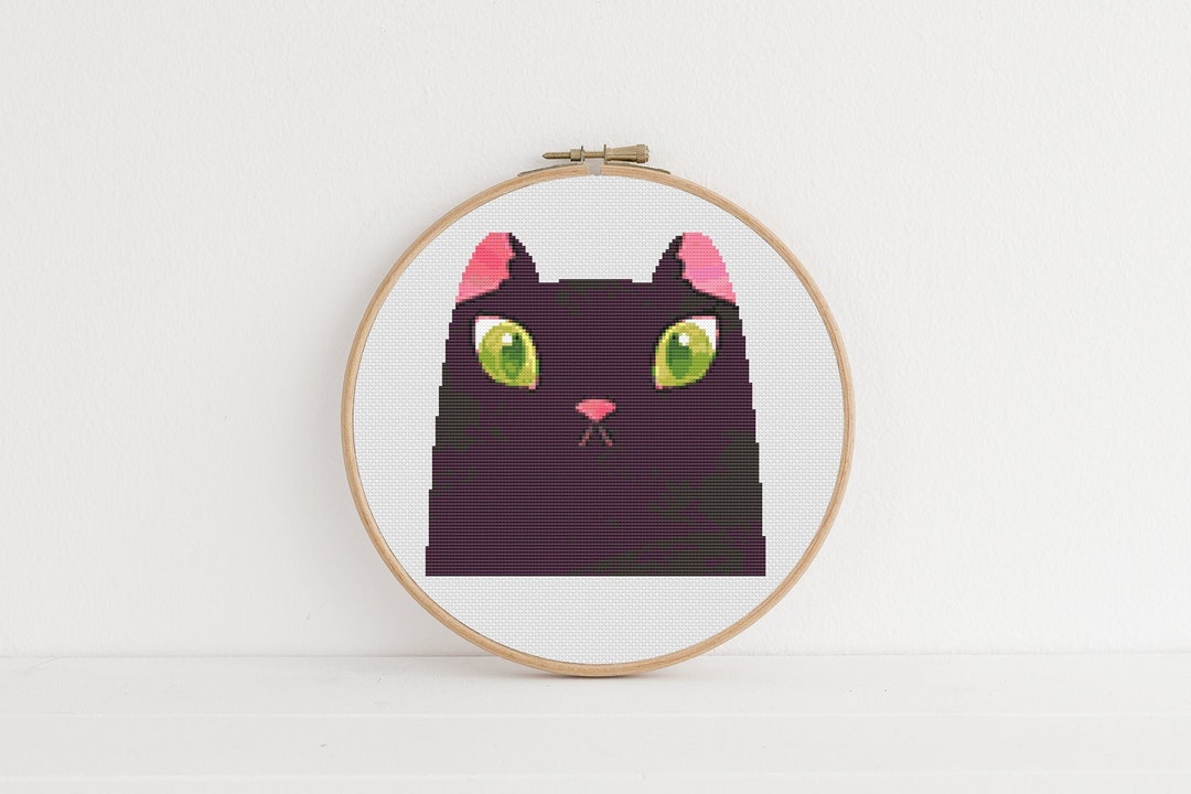 Cat Face Cross Stitch Pattern, Instant Download PDF, Nursery Art Decor ...