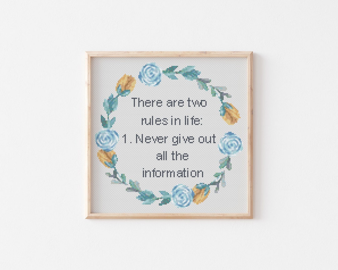 Rules Cross Stitch Pattern #644, Cross Stitch PDF, Modern Stitch Design ...