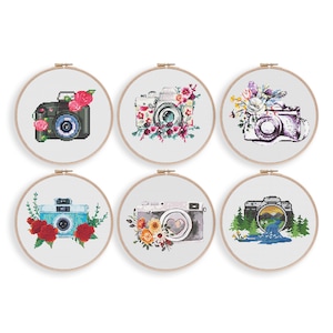 Set of 6 Camera Cross Stitch Pattern, Instant Download PDF Pattern ...