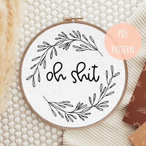 PDF Embroidery Pattern, Rude Embroidery, Modern Hoop Design, Hand ...