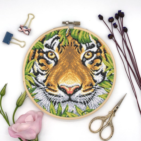 Tiger Cross Stitch - Etsy