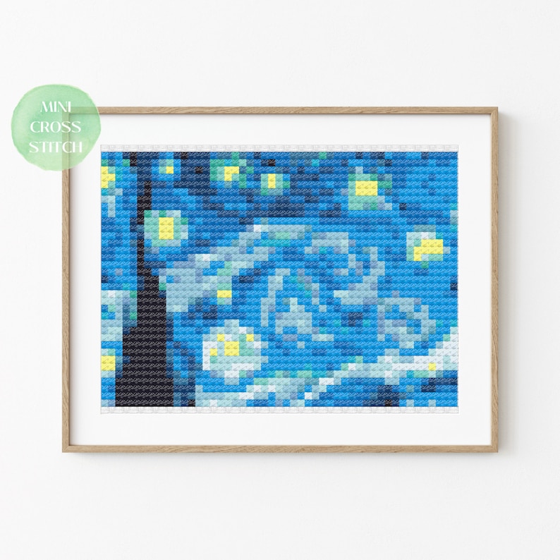 Mini Cross Stitch Pattern, Starry Night, Instant Download PDF Pattern ...