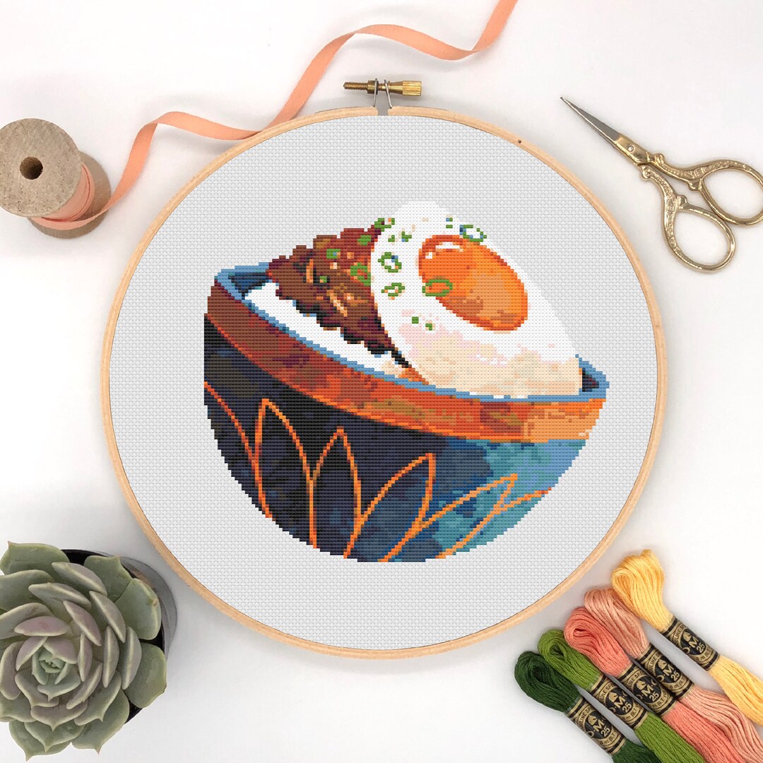 Gyudon Cross Stitch Pattern, Instant Download PDF, Nursery Decor ...