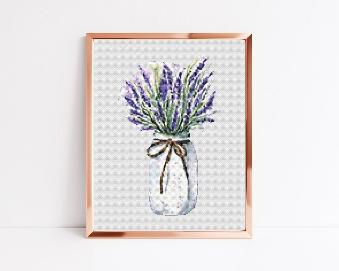 Lavender Cross Stitch Pattern, Instant Download PDF, Modern Cross ...