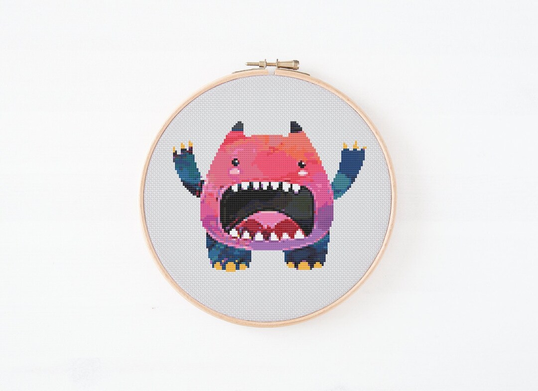 Monster Cross Stitch Pattern, Instant Download PDF, Nursery Decor ...