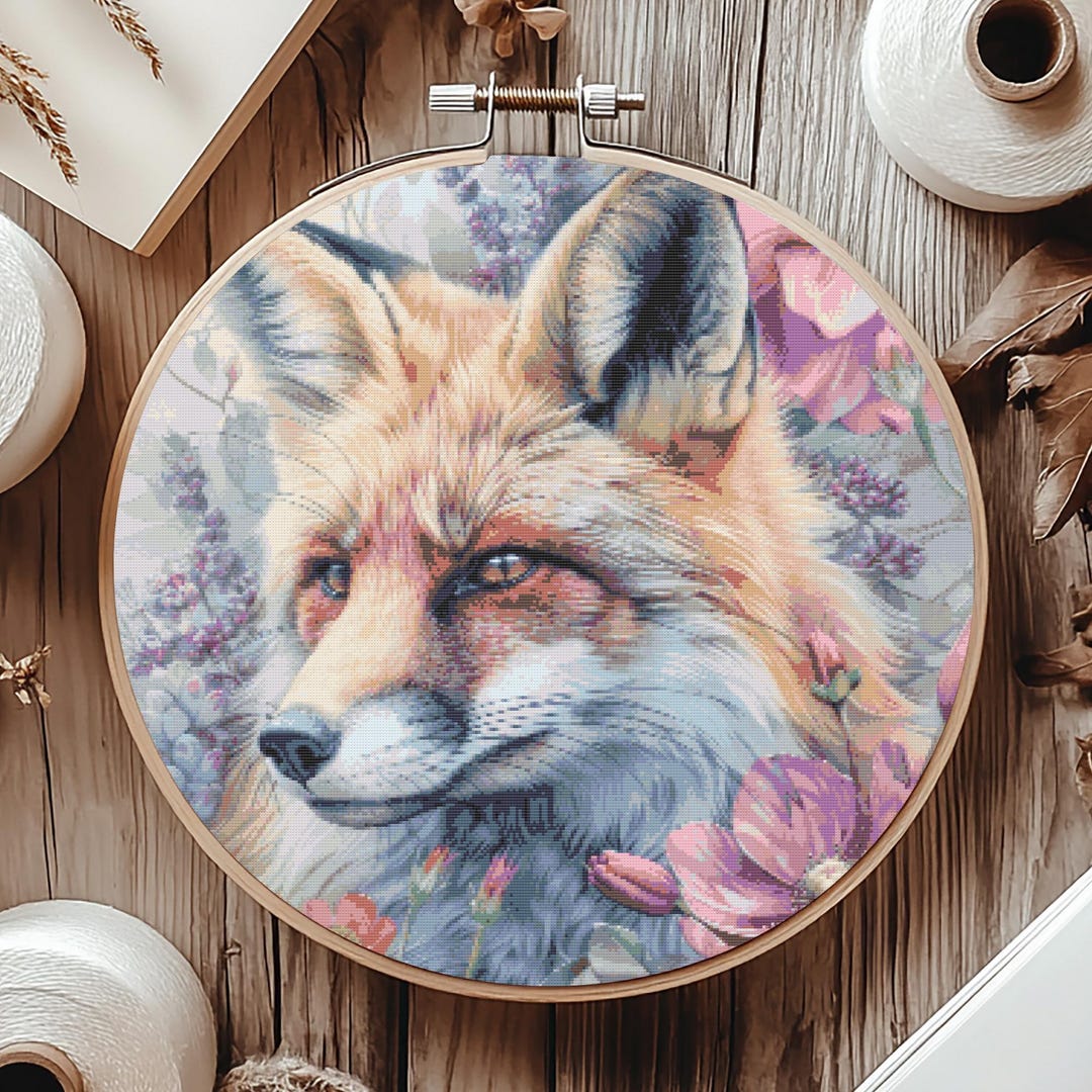 Pink Fox Cross Stitch Pattern, Instant Download PDF, Fantasy Counted ...