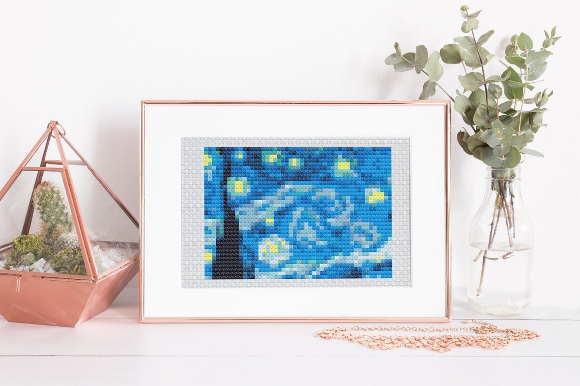 Mini Cross Stitch Pattern Starry Night Instant Download PDF - Etsy