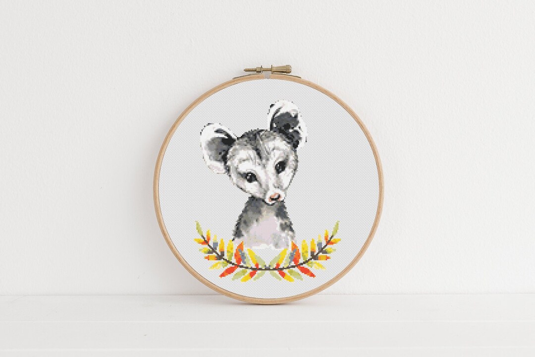 Flower Opossum Cross Stitch, Instant Download PDF Pattern, Counted ...