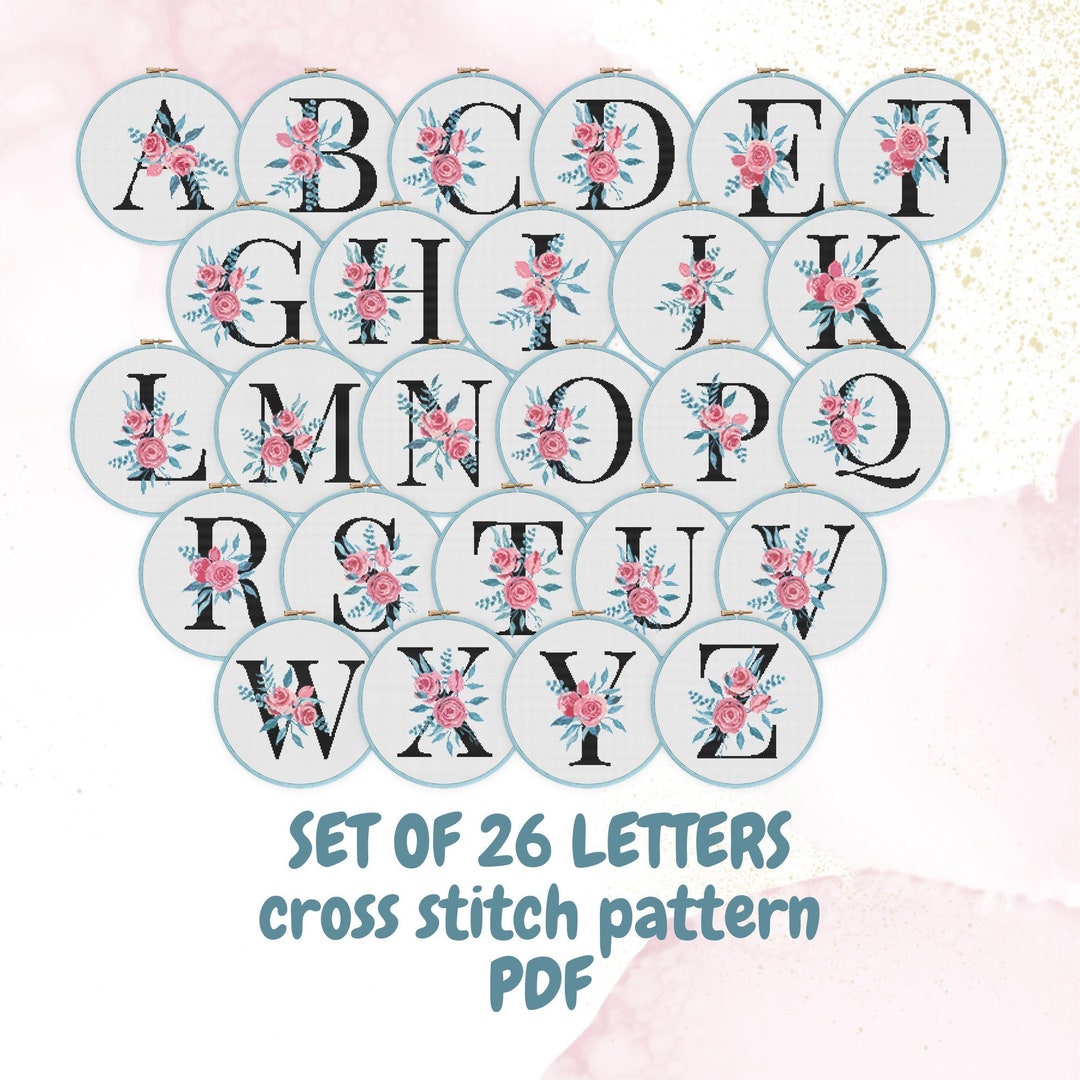 Letter Set Cross Stitch, Instant Download PDF, Modern Cross Stitch ...