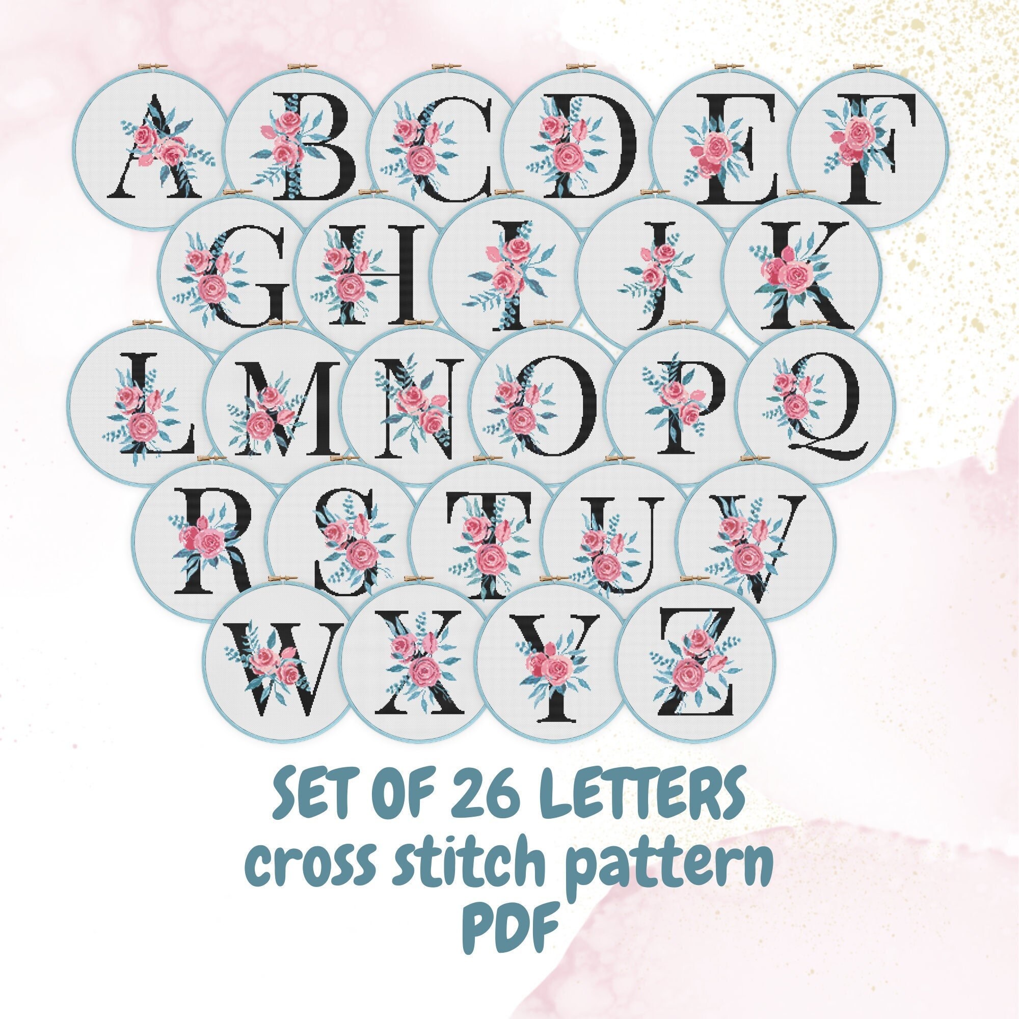 Letter Set Cross Stitch Instant Download PDF Modern Cross - Etsy