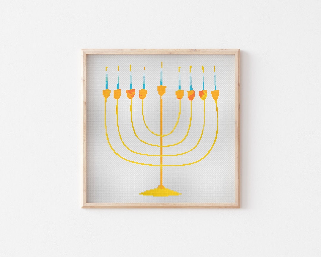 Menorah Cross Stitch Pattern, Instant Download PDF, Hanukkah Wall Decor ...