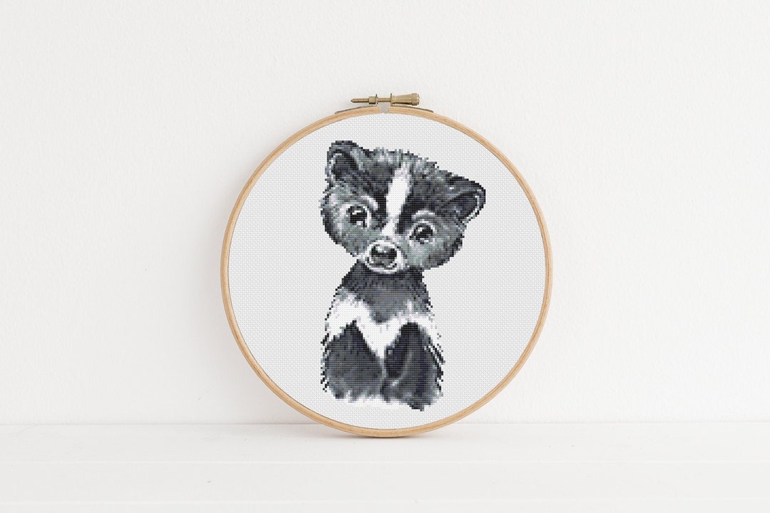 Skunk Cross Stitch, Instant Download PDF, Farm Animal Pattern, Modern X ...