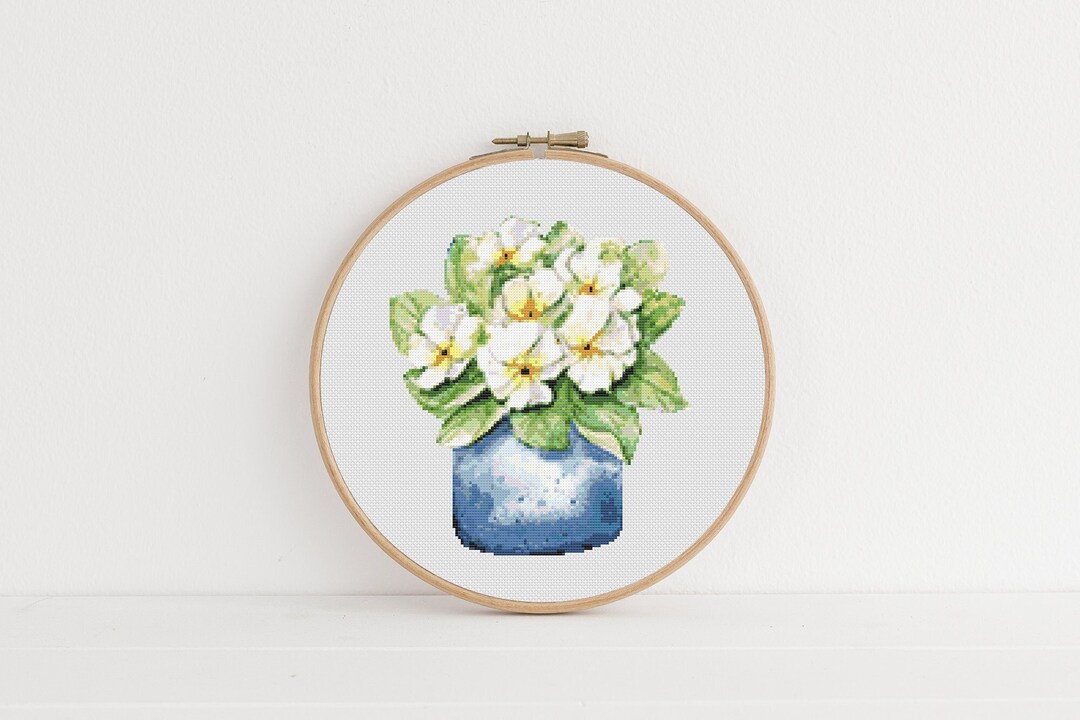 Primrose Cross Stitch Pattern, Instant Download PDF, Modern Cross ...