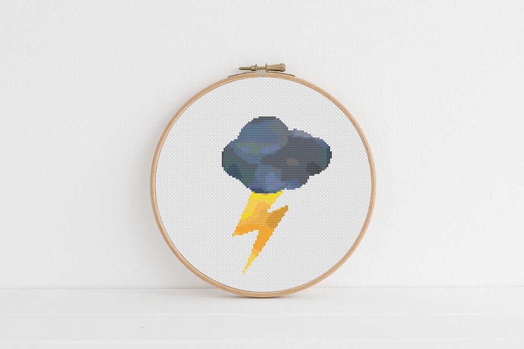 Lightning Cross Stitch Pattern, Instant Download PDF, Nursery Decor ...