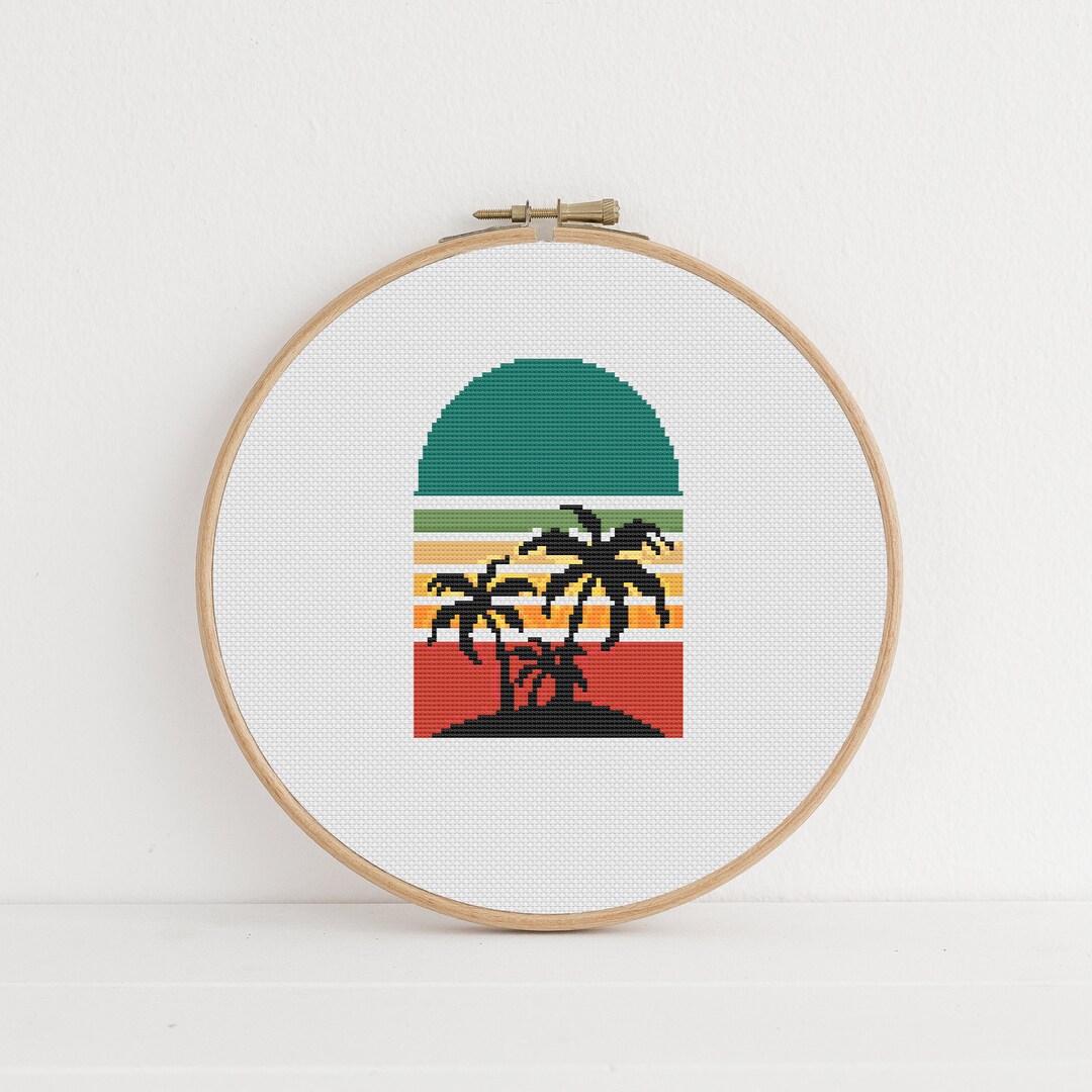 Palm Tree Cross Stitch Pattern, Instant Download PDF, Embroidery Chart ...