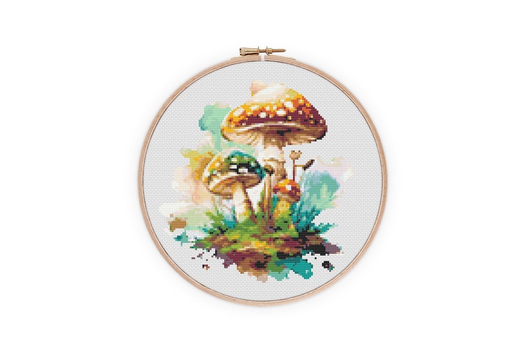 Mushroom Cross Stitch Pattern, Pattern Download, Modern Stitch Pattern ...