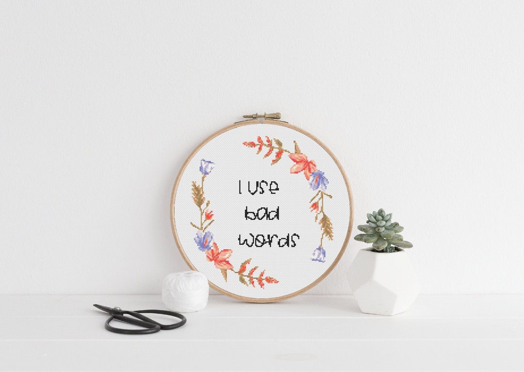 Bad Words Cross Stitch Pattern #438, Cross Stitch PDF, Modern Stitch ...