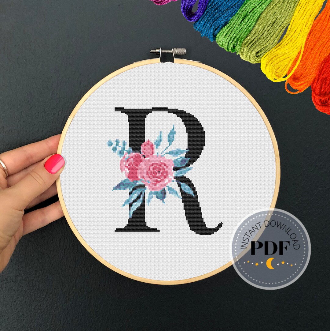 Letter R Pattern, Instant Download PDF, Modern X Stitch Pattern ...